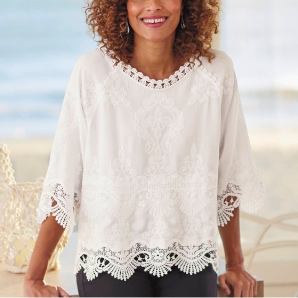 NorthStyle | Tops | New North Style Embroidered Lacey Shirt Size Large ...